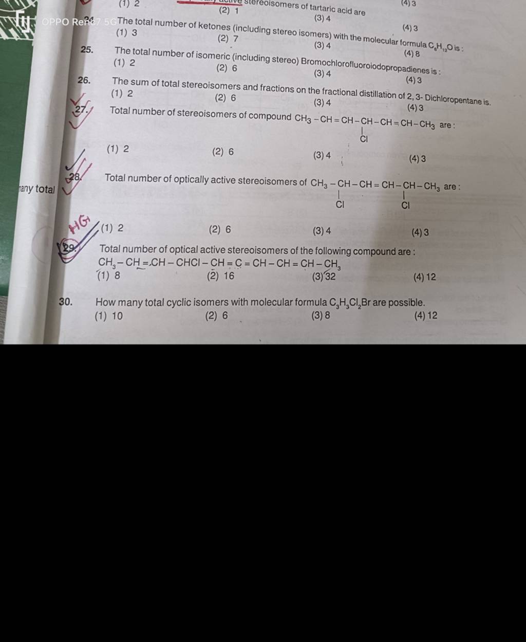 How Many Total Cyclic Isomers With Molecular Formula C3 H3 Cl2 Brare Pos