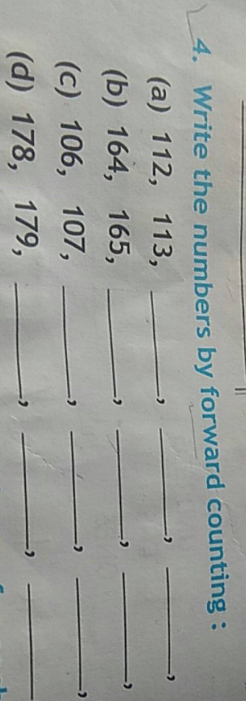 Write the numbers by forward counting : | Filo