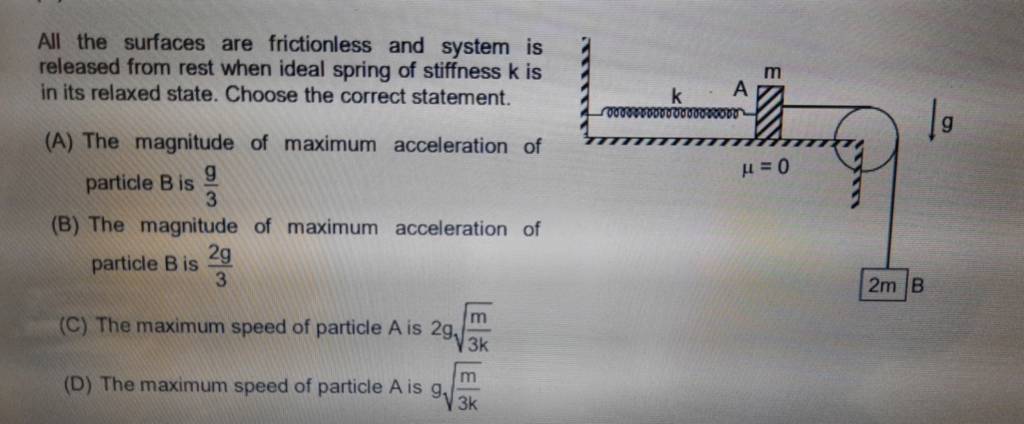 All the surfaces are frictionless and system is released from rest when i..
