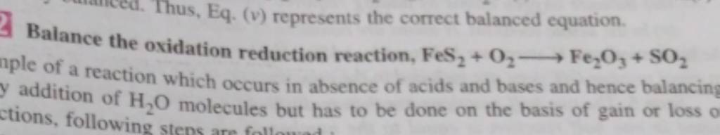 Balance The Oxidation Reduction Reaction Fes2 O2 Fe2 O3 So2 Nple Of
