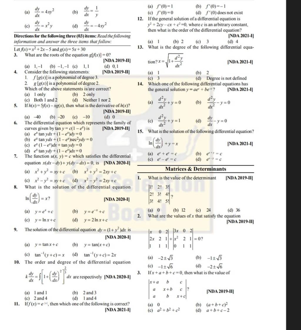 The function u(x,y)=c which satisfies the differential equation x(dx−dy)+..