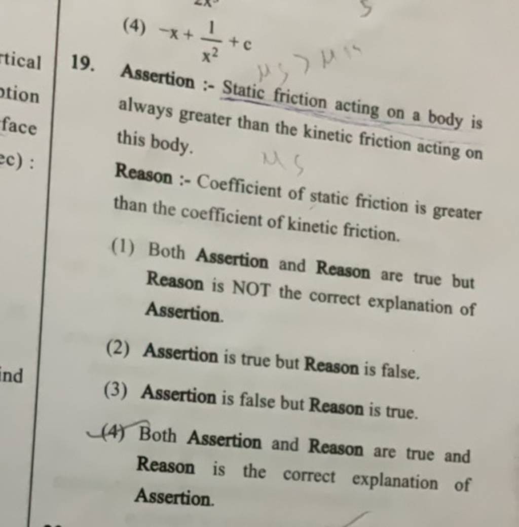 Assertion Static Friction Acting On A Body Is Always Greater Than The