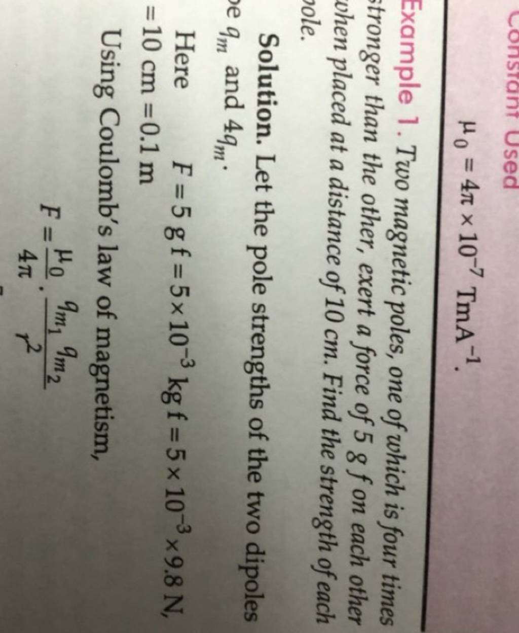 \mu_{0}=4 \pi \times 10^{-7} \mathrm{TmA}^{-1} . | Filo