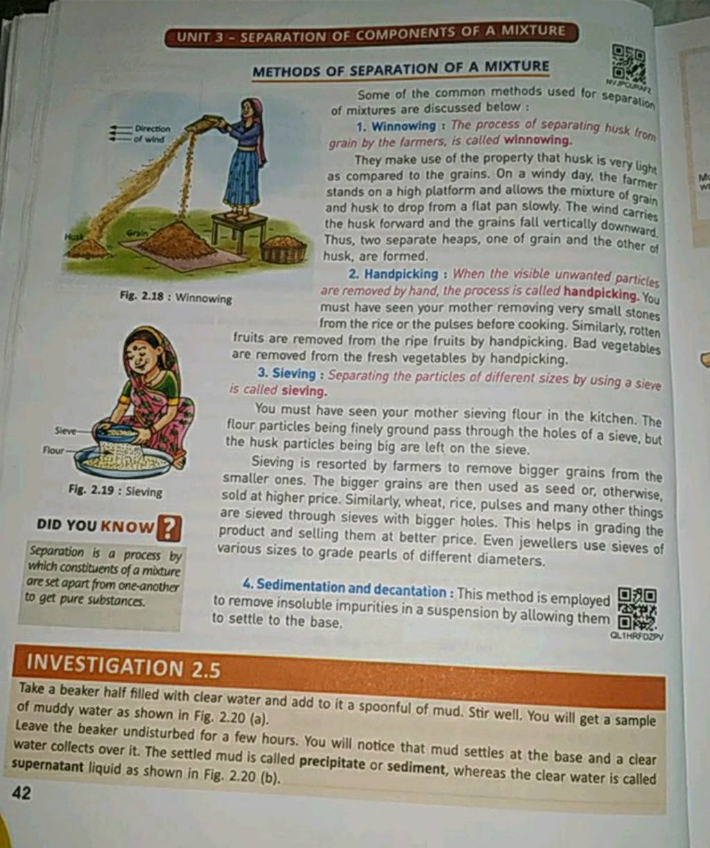 UNIT 3 - SEPARATION OF COMPONENTS OF A MIXTURE METHODS OF SEPARATION OF A..