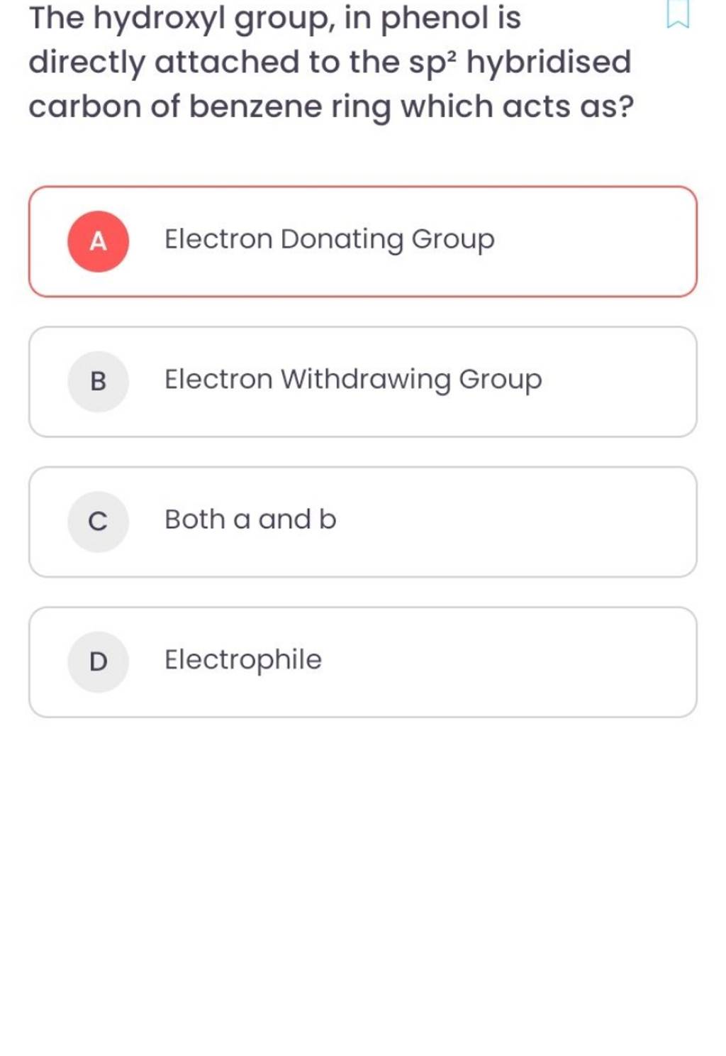 The hydroxyl group, in phenol is directly attached to the sp2 hybridised