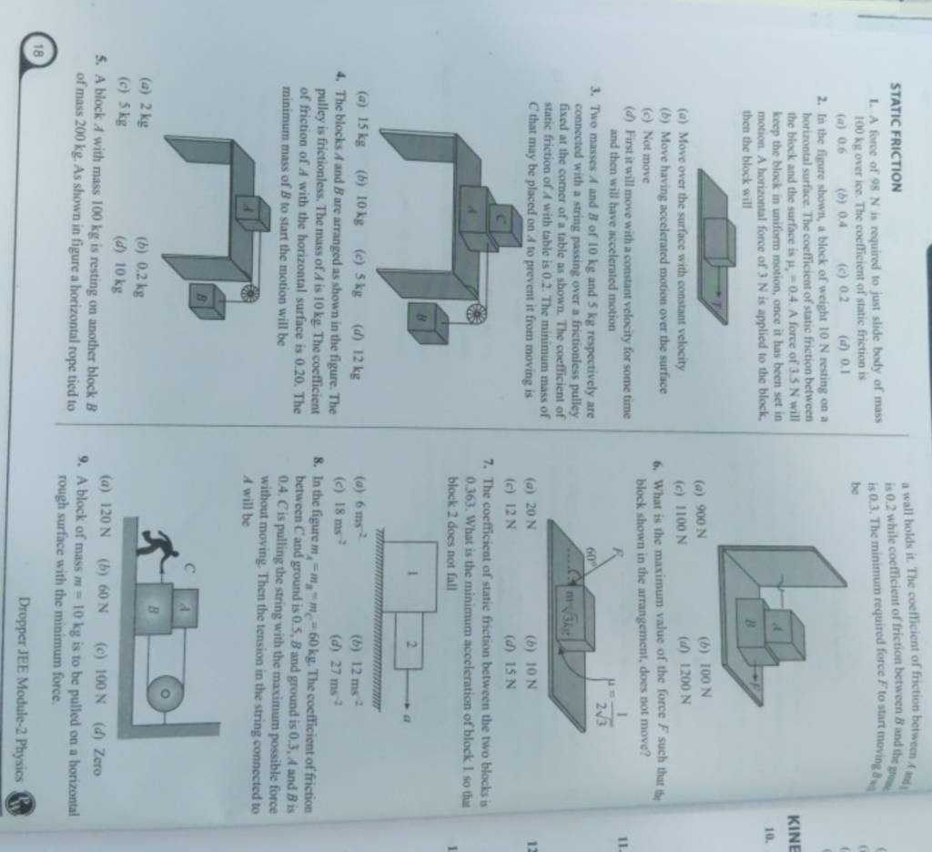 The Coefficicnt Of Static Friction Between The Two Blocks Is 0 363 What