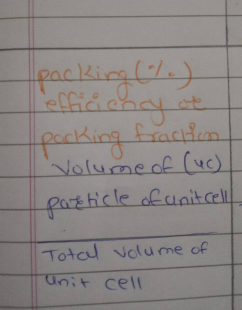 packing (%) efficiency ot e packing fraction volume of (Lc) particle of u..