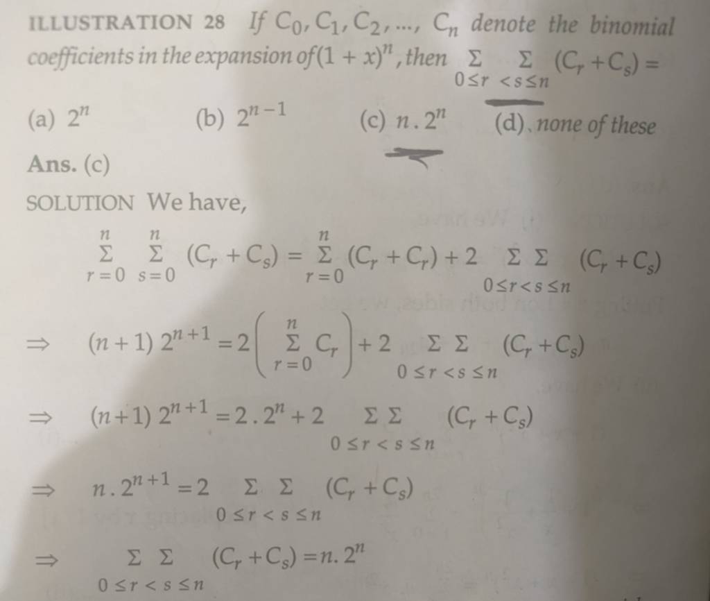 ILLUSTRATION 28 If C0 ,C1 ,C2 ,…,Cn denote the binomial coefficients in ILLUSTRATION 28 If C0 ,C1 ,C2 ,…,Cn denote the binomial coefficients in