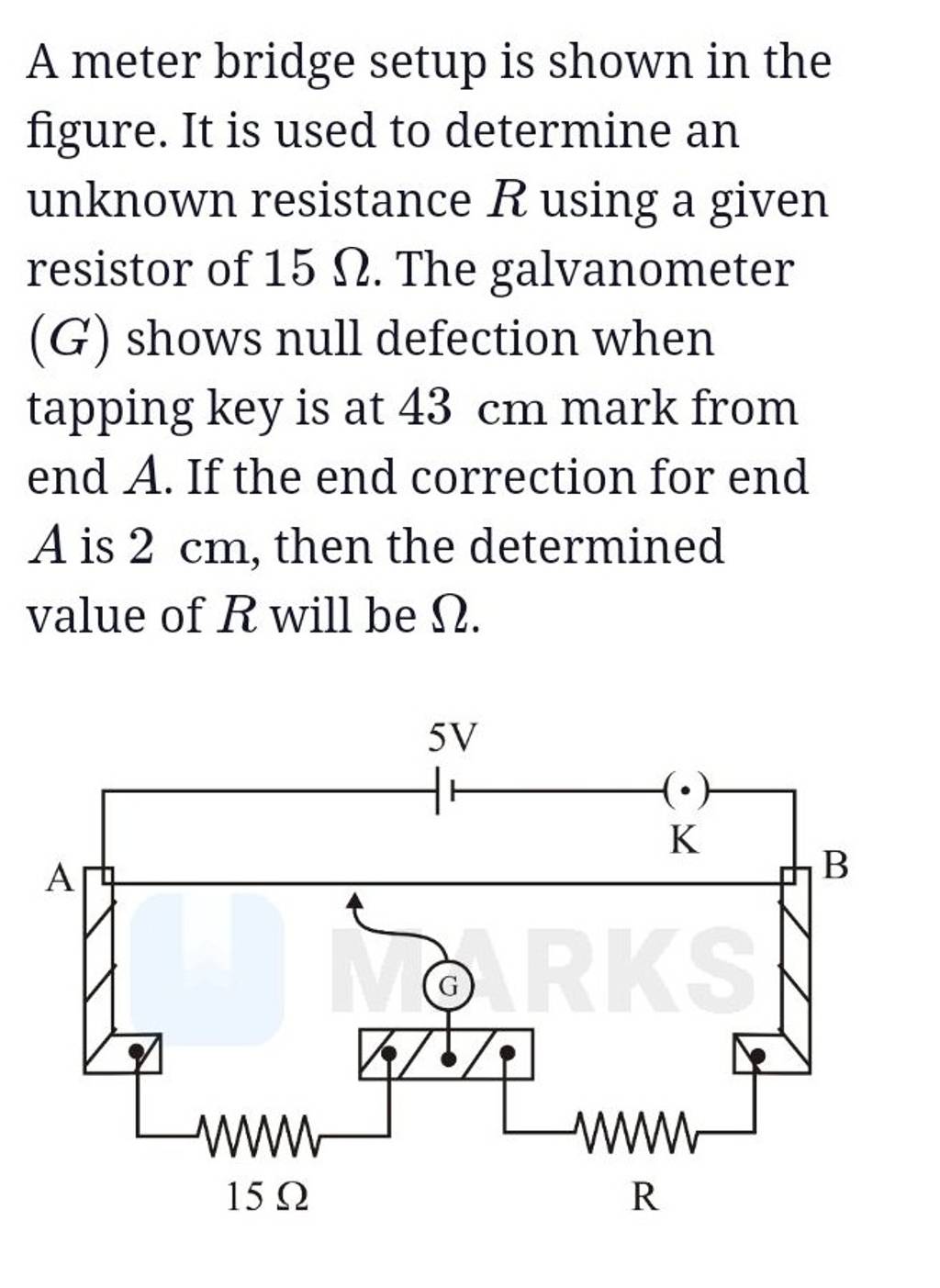 A meter bridge setup is shown in the figure. It is used to determine an u..