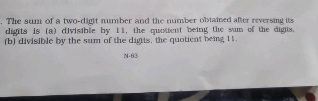 The Sum Of A Two Digit Number And The Number Obtained After Reversing Its