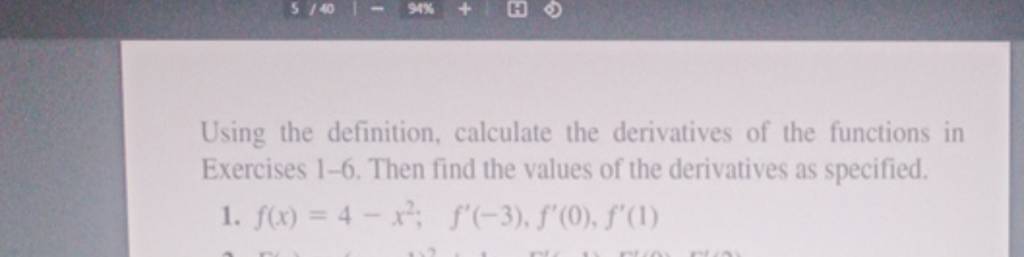 Using The Definition Calculate The Derivatives Of The Functions In Exerc 