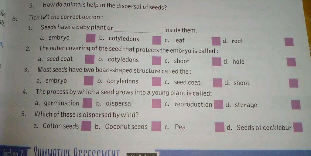 How do animals help in the dispersal of seeds? | Filo