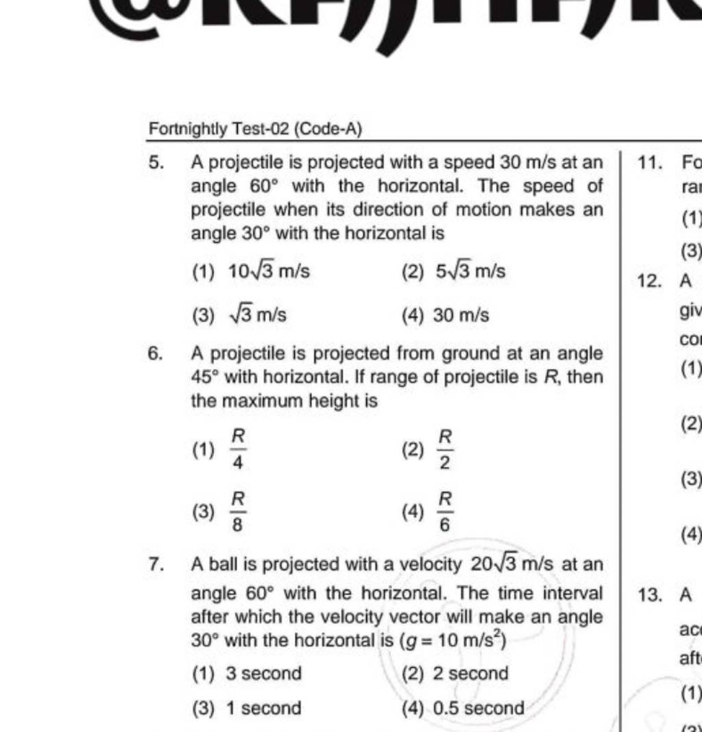 A Projectile Is Projected From Ground At An Angle 45∘ With Horizontal If