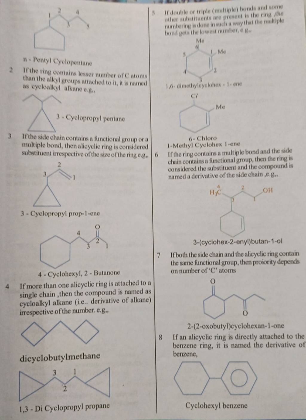 n - Pentyl Cyclopentane 2 If the ring contains lesser number of C atoms t..