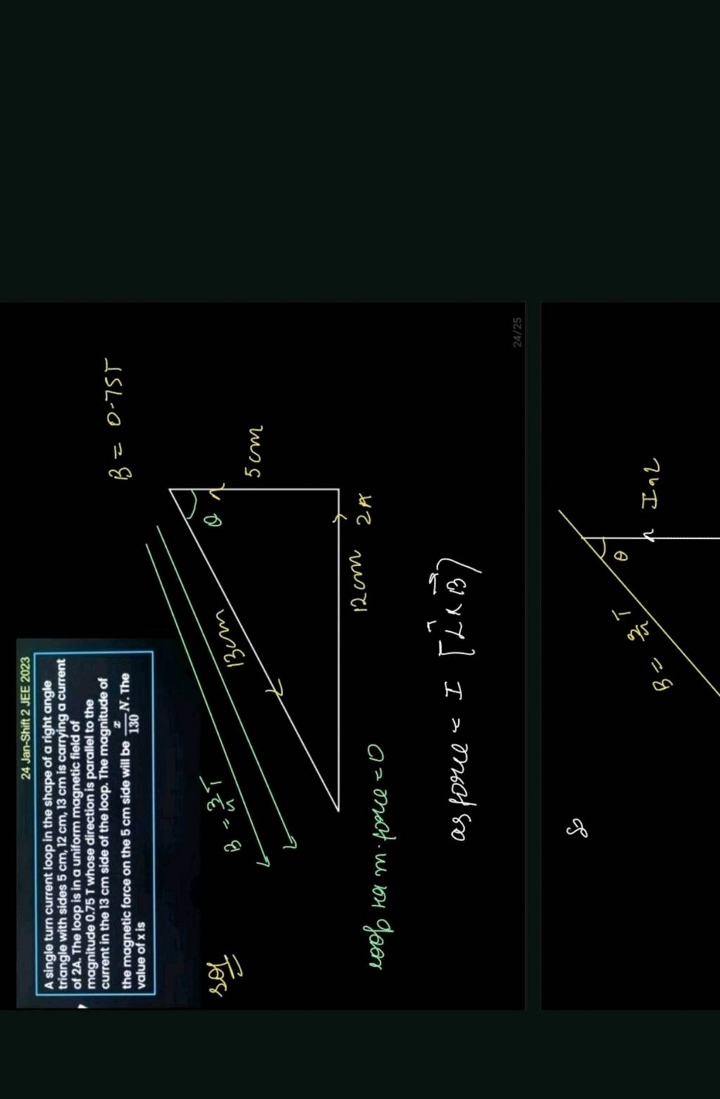 24 Jan-Shift 2 JEE 2023 A single turn current loop in the shape of a righ..