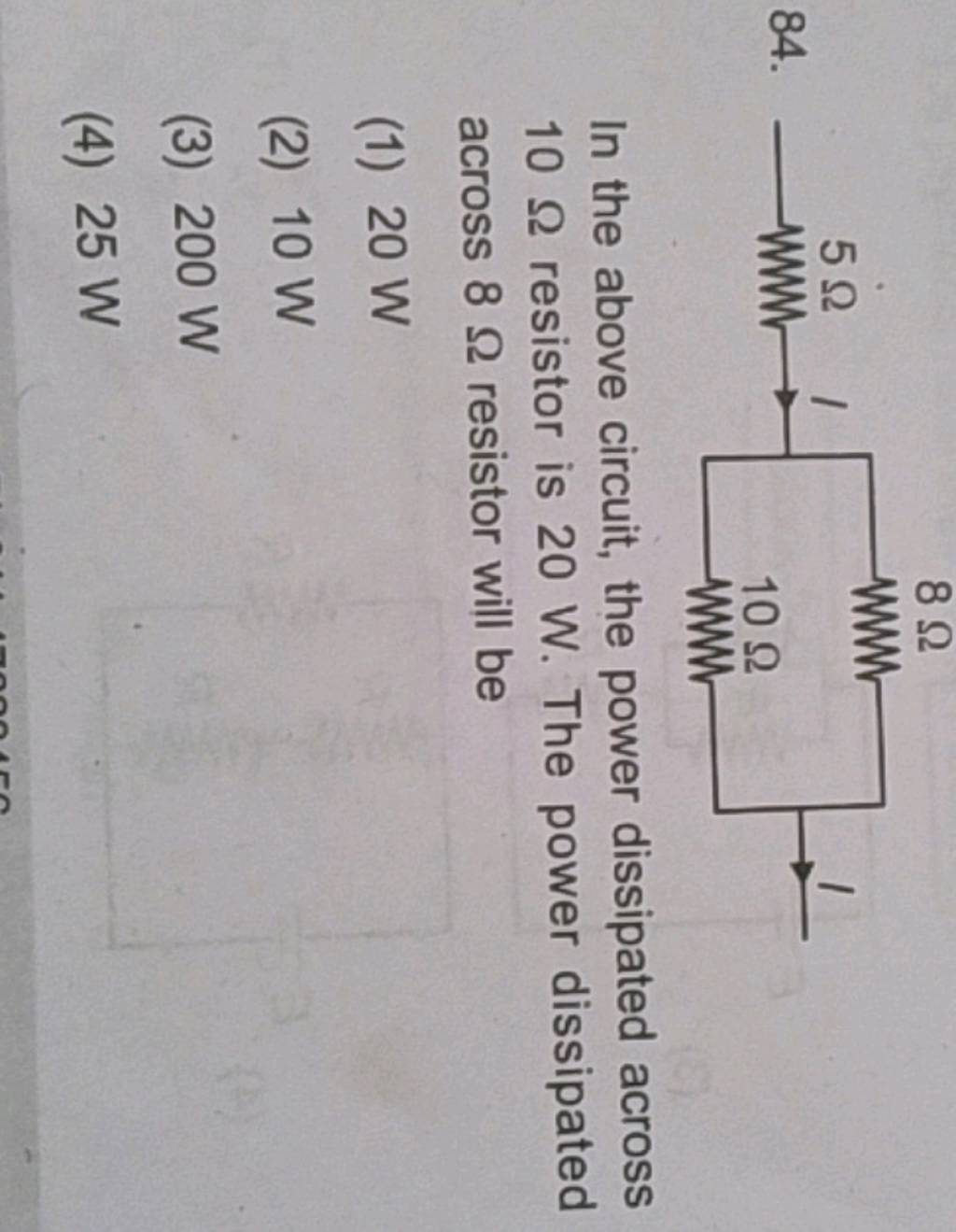In the above circuit, the power dissipated across 10Ω resistor is 20 W. T..