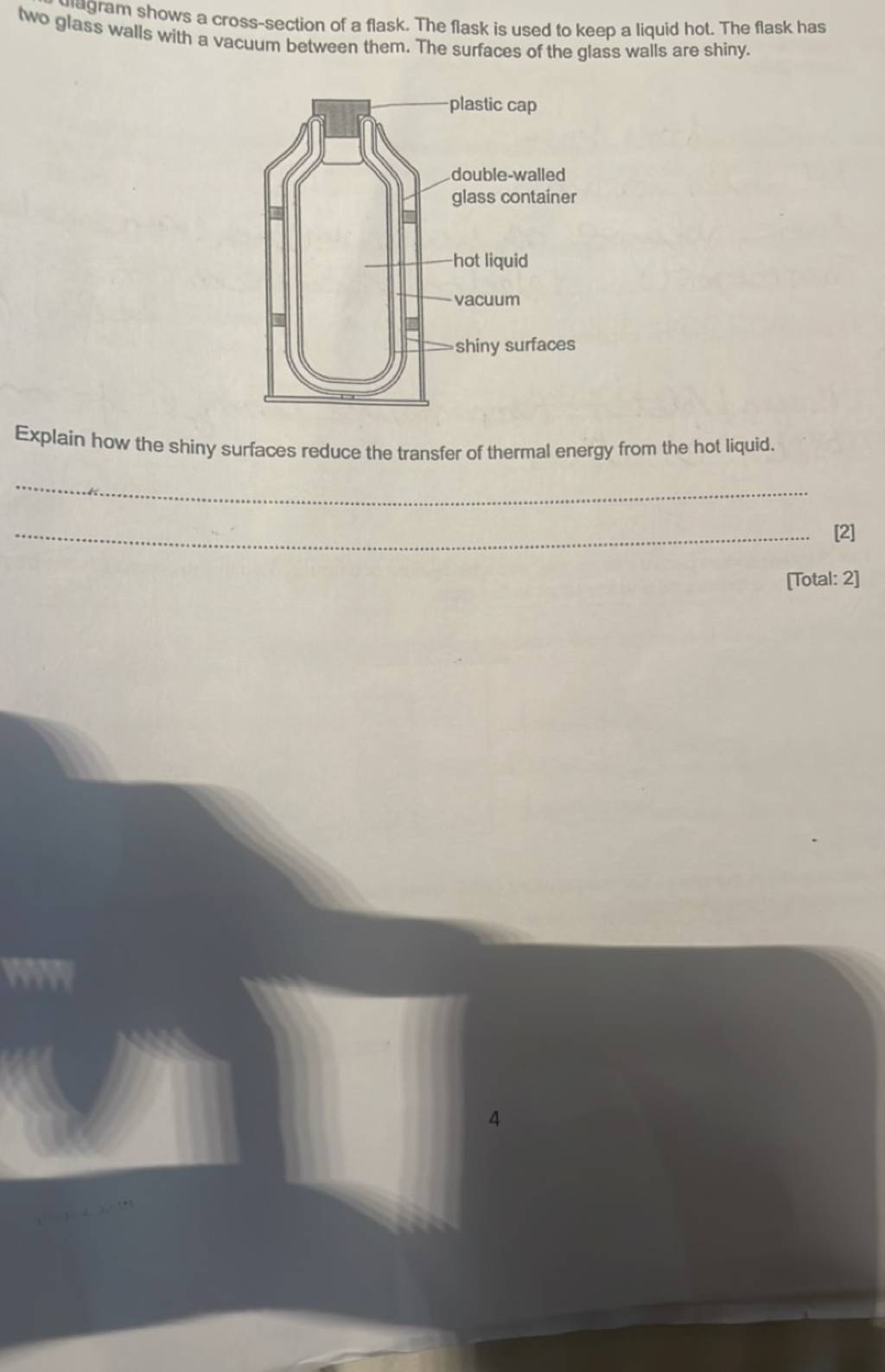two glass whows a cross-section of a flask. The flask is used to keep a l..