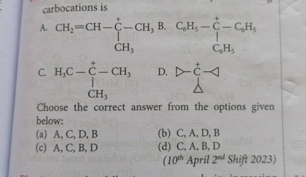 Carbocations Is A C C[c ] C C B C1ccc [c ] C2ccccc2 C2ccccc2 Cc1 C C[c