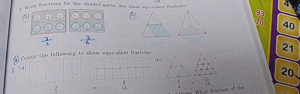 7. Write fractions for the shaded parts. Are these equivalent fractions?..
