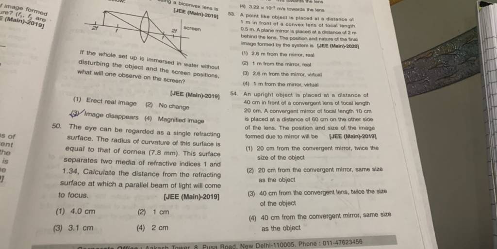 A point like object is placed at a distance of 1 m in front of a convex l..