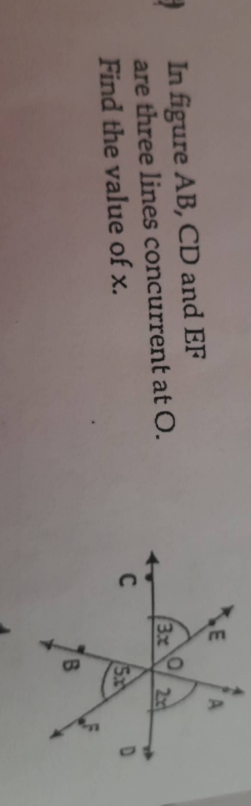 In Figure Ab Cd And Ef Are Three Lines Concurrent At O Find The Value Of