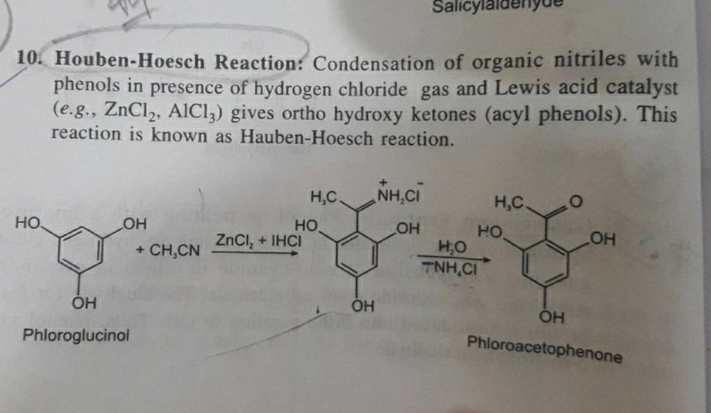 10. Houben-Hoesch Reaction: Condensation of organic nitriles with phenols..