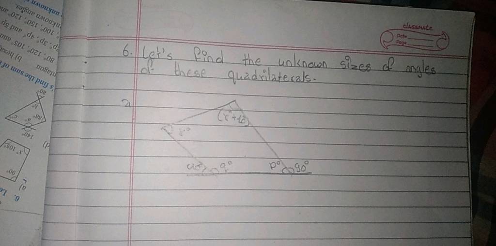 6. Let's find the unknown sizes of angles of these quadrilaterals. | Filo
