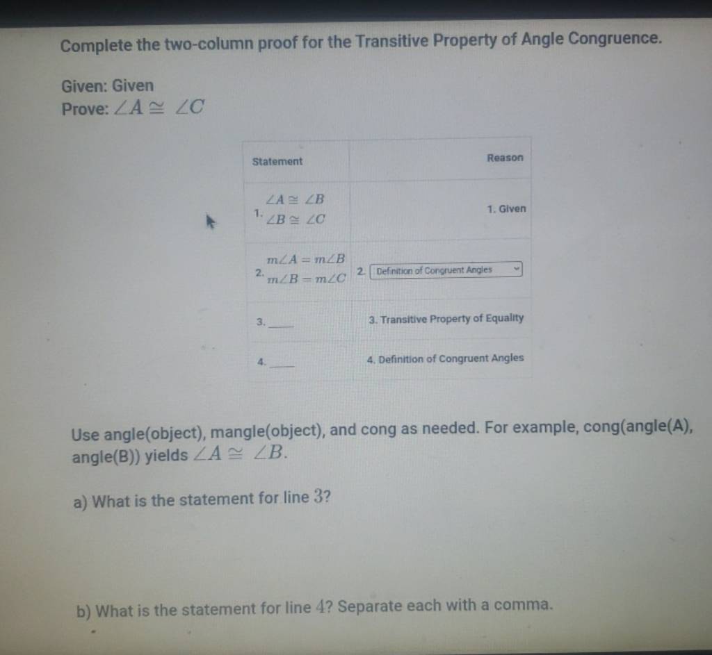 Transitive Property Of Congruence