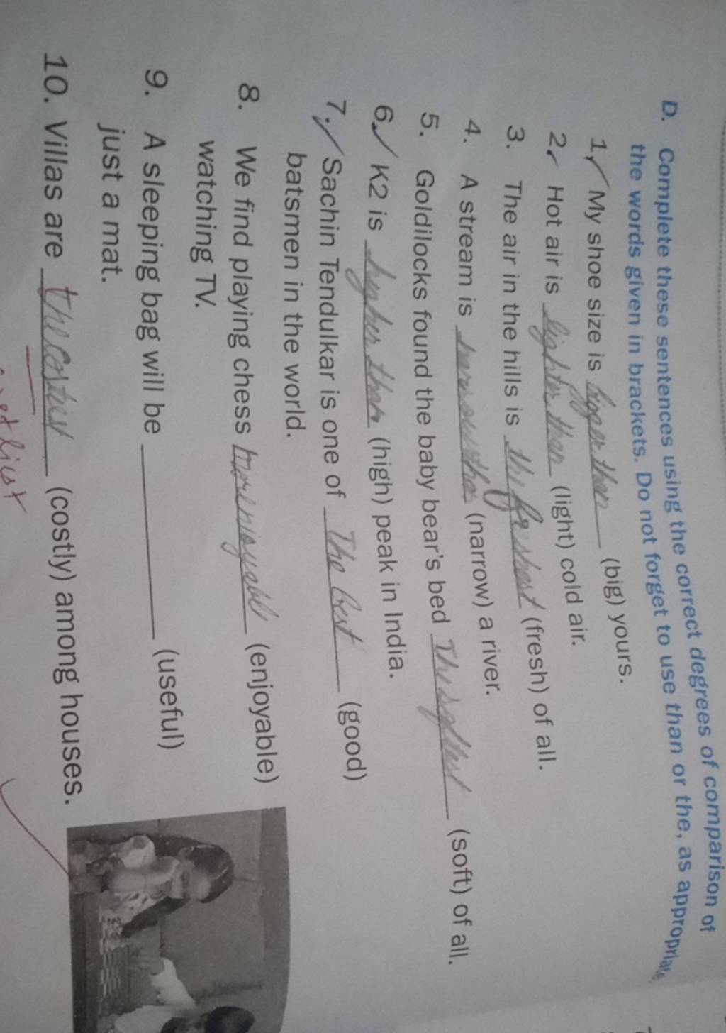 D. Complete these sentences using the correct degrees of comparison of th..