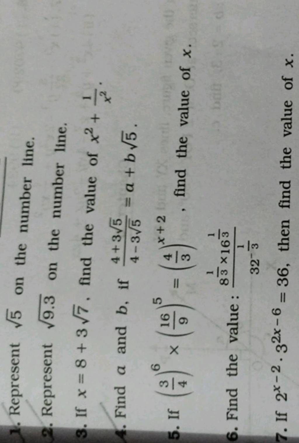 1. Represent 5 on the number line. 2. Represent 9.3 on the number line...