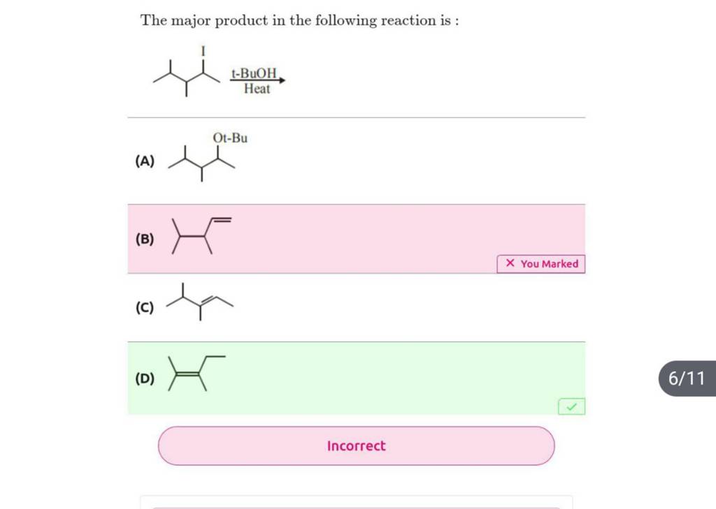 The major product in the following reaction is : CC(C)C(C)CCBr (A) COC(C)..