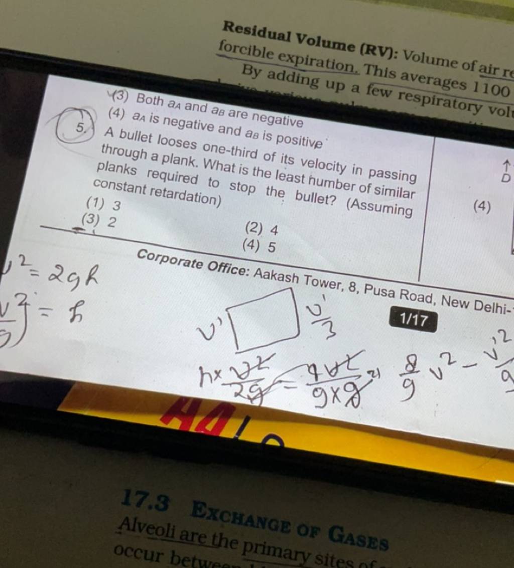 Residual Volume (RV): Volume of air r forcible expiration. This averages Residual Volume (RV): Volume of air r forcible expiration. This averages