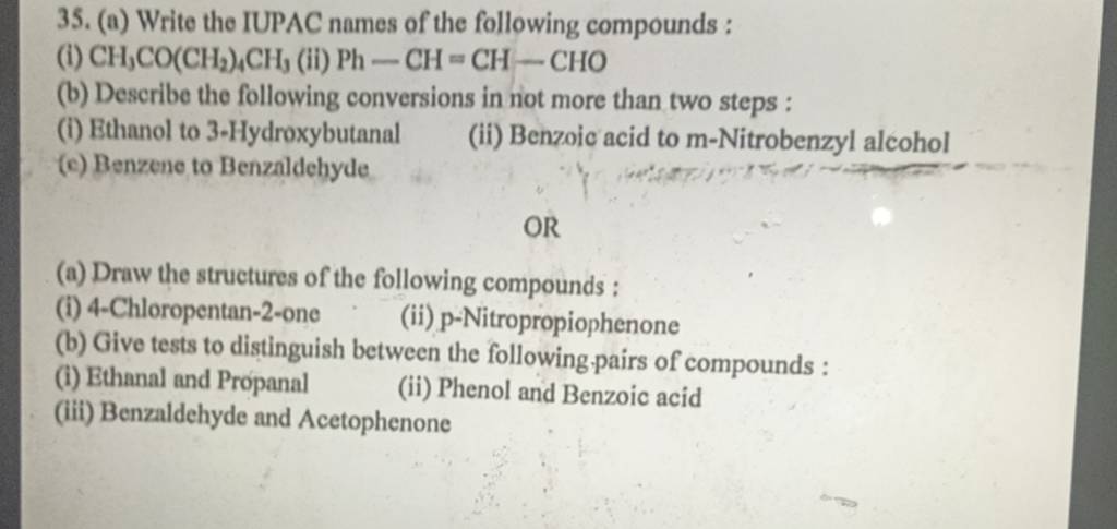 35. (a) Write the IUPAC names of the following compounds : (i) CH3 CO(CH2..