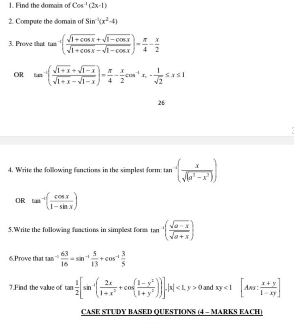 1 Find The Domain Of Cos 1 2x 1 2 Compute The Domain Of Sin 1 x2 4 3 1 Find The Domain Of Cos 1 2x 1 2 Compute The Domain Of Sin 1 x2 4 3