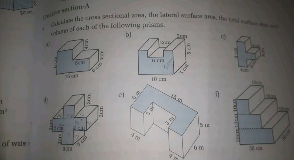 20 cm congtive section-A Calculate the cross sectional area, the lateral