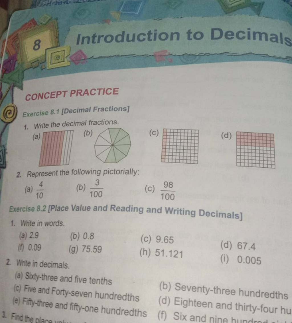 8 Introduction to Decimals CONCEPT PRACTICE Exercise 8.1 [Decimal Fractio..