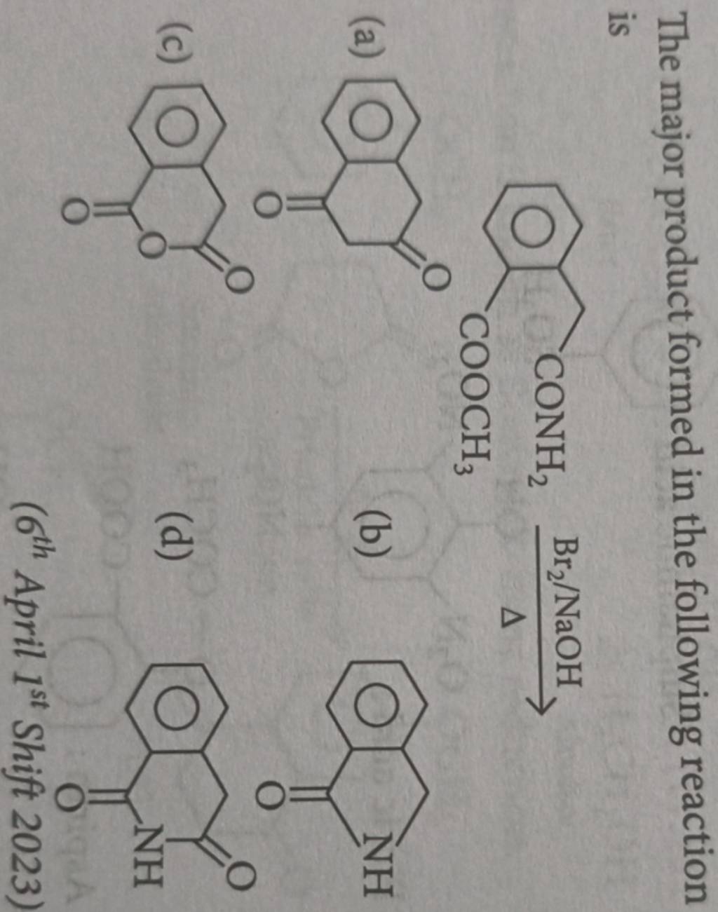 The major product formed in the following reaction is COC(=O)Cc1ccccc1C(N..