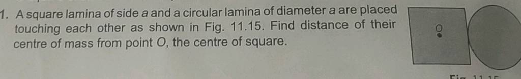 1. A square lamina of side a and a circular lamina of diameter a are plac..