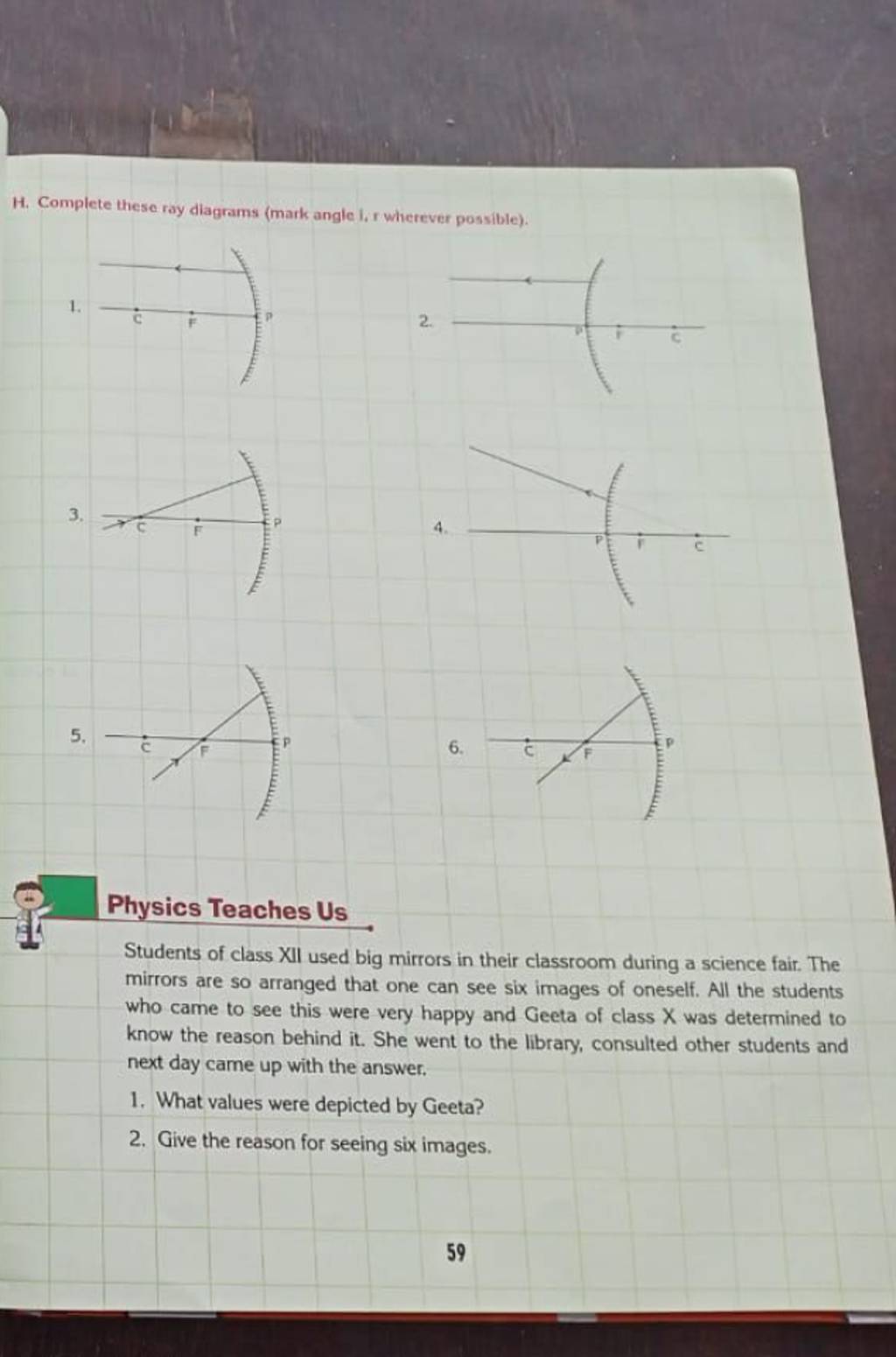 H. Complete these ray diagrams (mark angle l, r wherever possible). 1. 3...