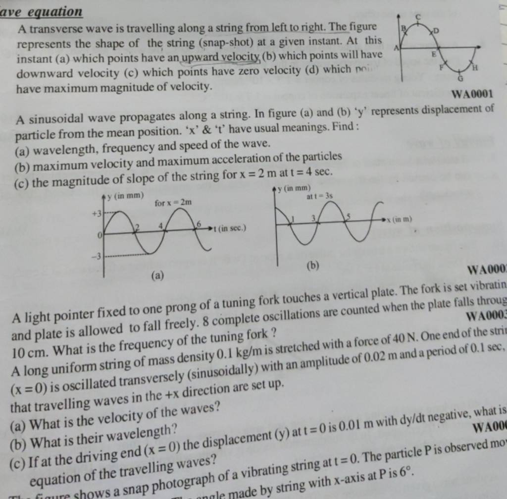 ave equation A transverse wave is travelling along a string from left to