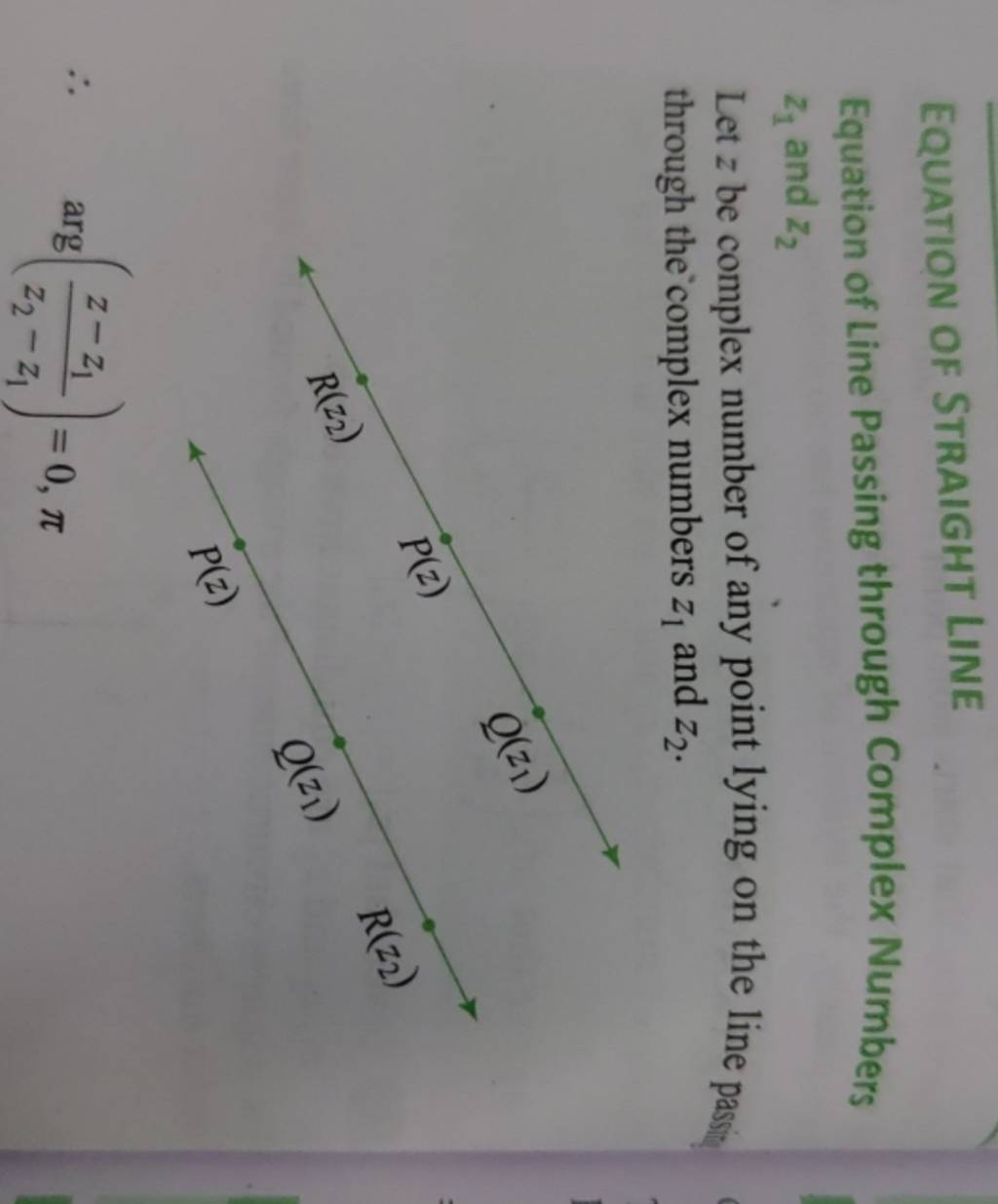 Equation Of Straight Line Equation Of Line Passing Through Complex Number