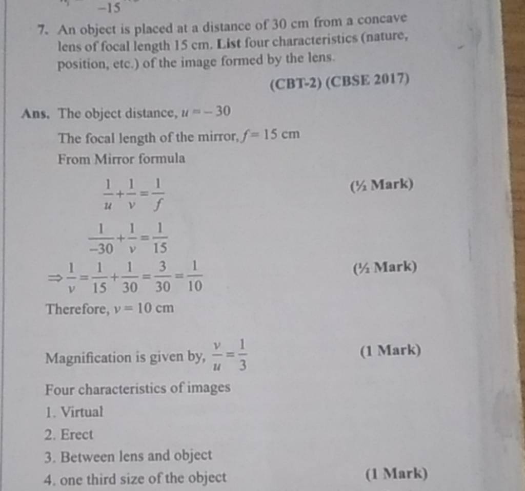 An object is placed at a distance of 30 cm from a concave lens of focalle..