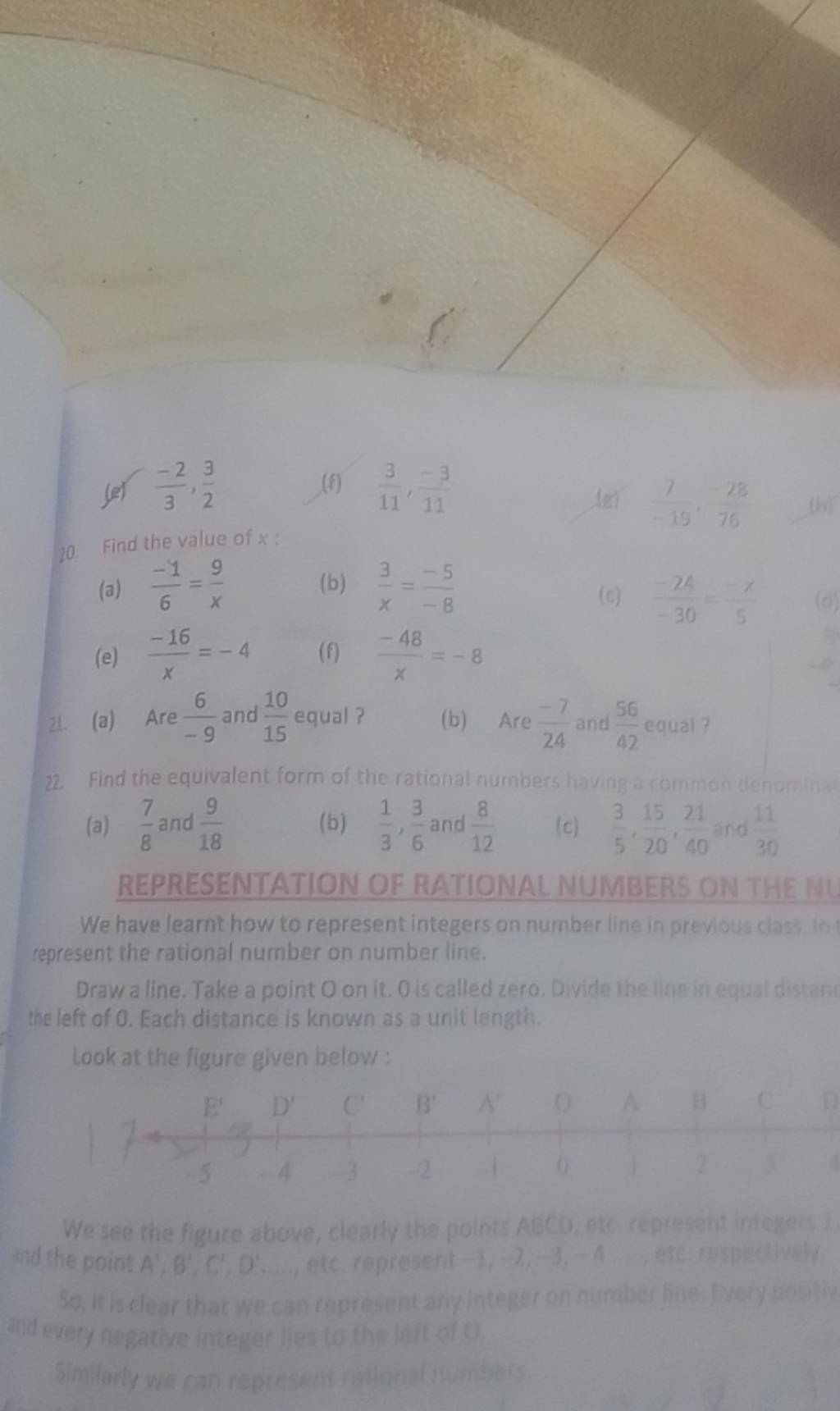 (e) 3−2 ,23 (f) 113 ,11−3 10. Find the value of x : (8) −197 ,75−28 (a..