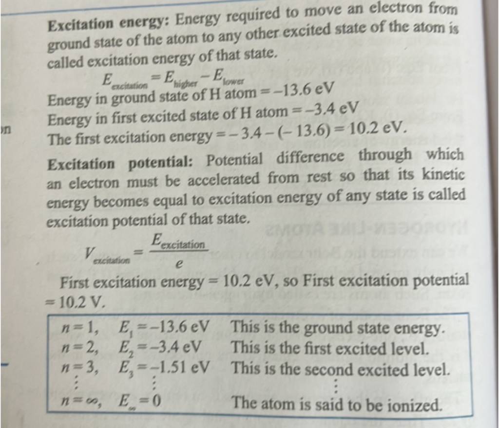 Excitation Energy Energy Required To Move An Electron From Ground State