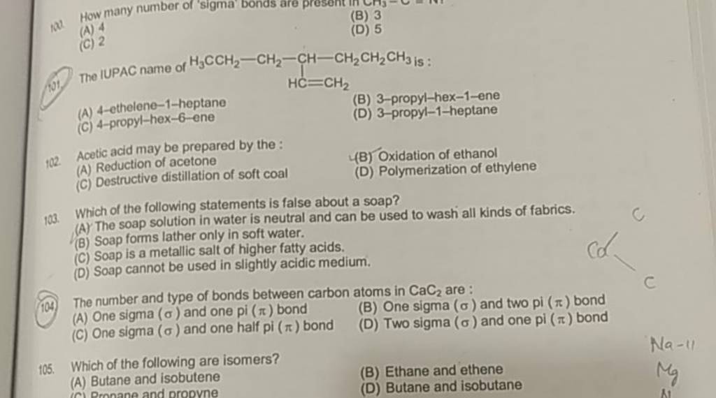 The Iupac Name Of C Cc C Ccc Filo