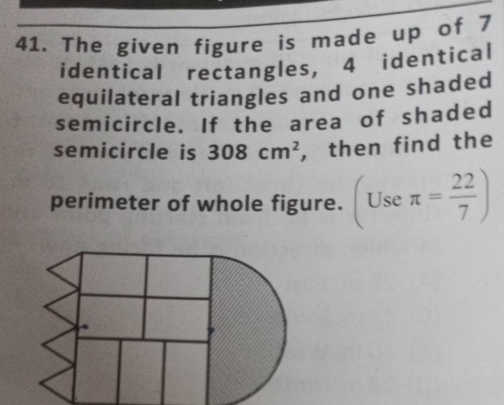 41. The given figure is made up of 7 identical rectangles, 4 identical eq..