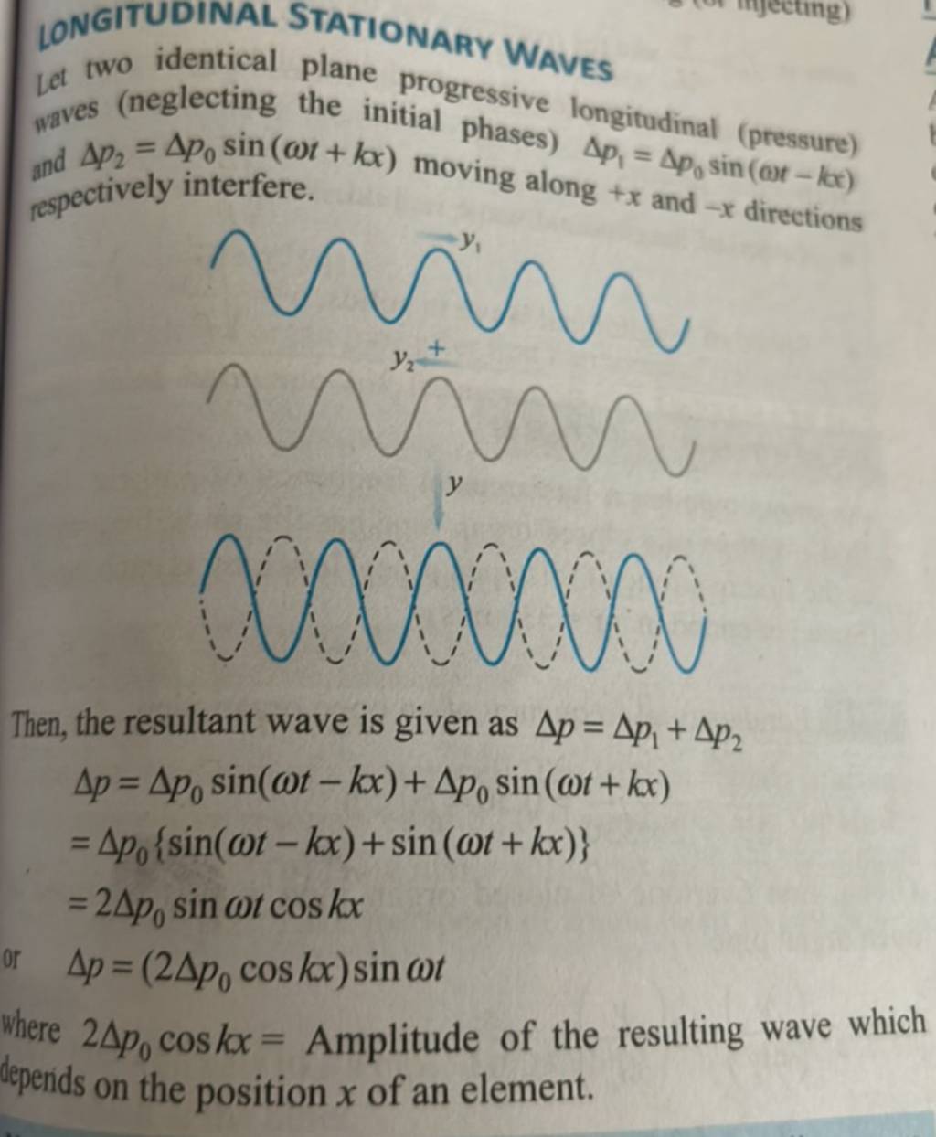 LONGITUDINAL STATIONARY WAVES Let two identical plane progressive longitu..