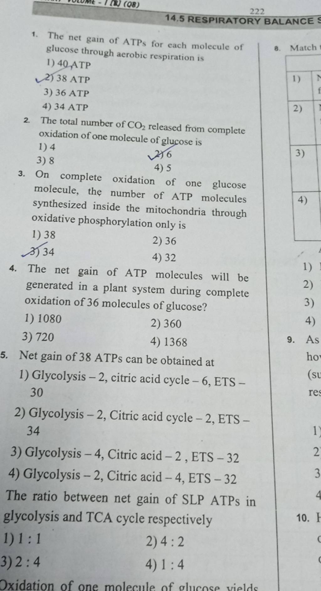 On complete oxidation of one glucose molecule, the number of ATP molecule..