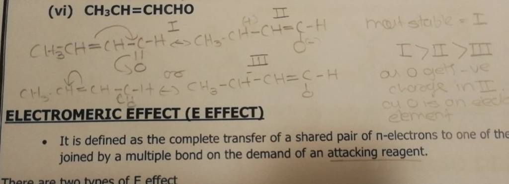 ELECTROMERIC EFFECT (E EFFECT) - It is defined as the complete transfer o..