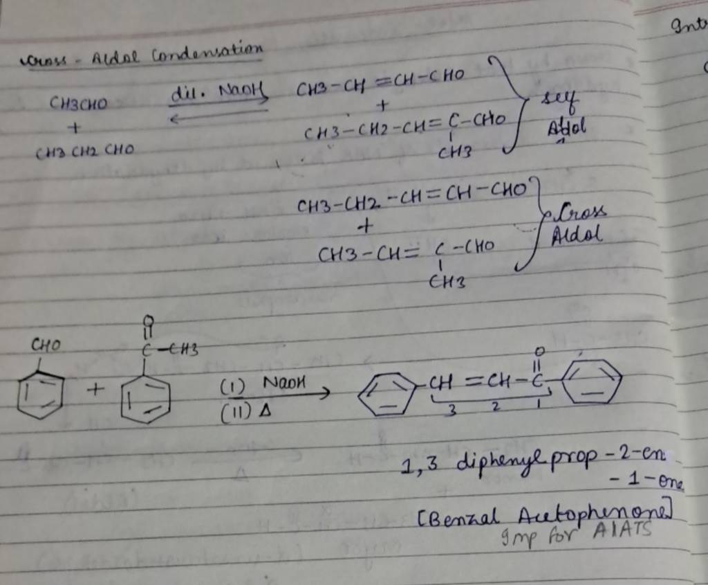 Conss - Aldol condensation gnt CC(=O)c1ccccc1 (1) NaOH→ (ii) Δ O=C(C=Cc1c..